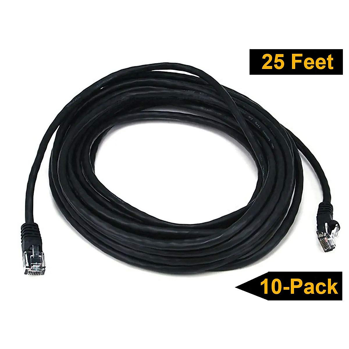 iMBAPrice 15' Cat5e Network Ethernet Patch Cable, 10 Pack, Black (IMBA-CAT5-15BK-10PK)