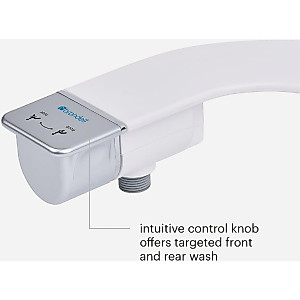 Brondell SS-250 SimpleSpa Thinline Essential Bidet Attachment for Toilet Seats with Adjustable Water Pressure, Side Arm Control, Thin Profile, Silver Knob (Dual Nozzle)