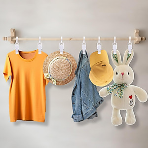 12 Pcs Super Strong Plastic Swivel Hanging Hooks, Curtain Clips, Clothes Pins, Beach Towel Clips, Home Swivel Laundry Clips for Hats, Pants, Towels, Socks, Pants (White)