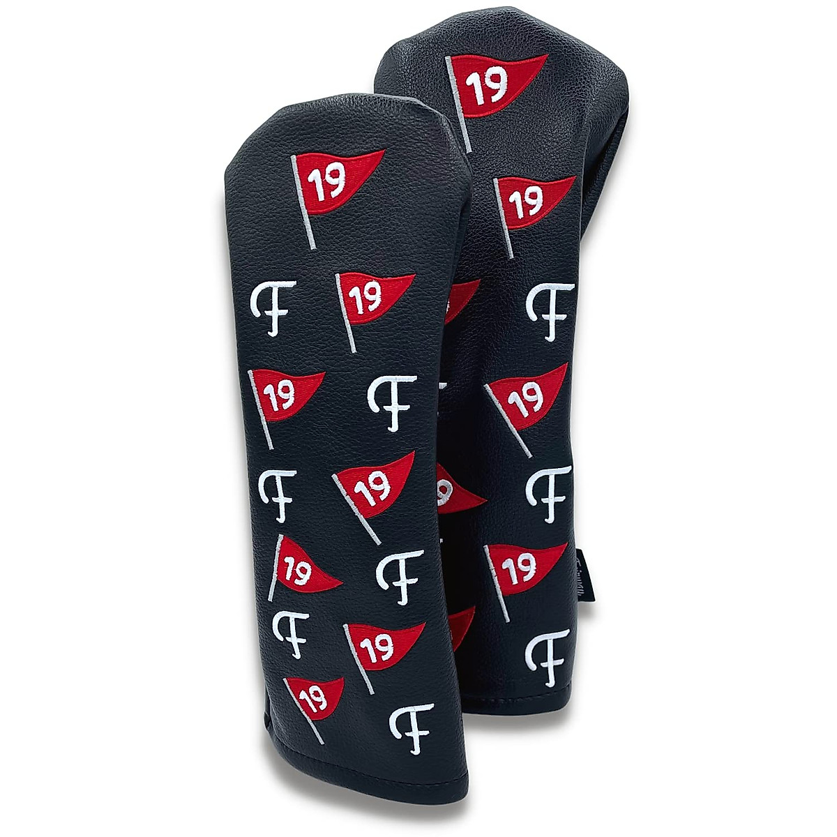Fairway Golf | Fairway Wood Headcover | Premium Fairway Wood Cover Protector | Fits Taylormade Titleist Cobra etc. | 19th Hole Flag | Black