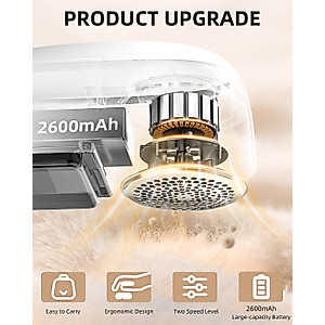 ASNUG Fabric Shaver, 2600 mAh Rechargeable Lint Remover, Sweater Shaver with Lint Brush, Sweater Defuzzer to Remove Pilling, Large Capacity Lint Storage, Portable Fabric Shaver for Furniture, Clothes