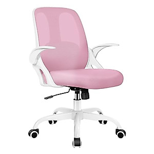 Razzor Office Chair, Ergonomic Computer Desk Chair with Lumbar Support, Breathable Mesh Rolling Swivel Task Chair with Flip-up Armrest and Adjustable Height for Home Office - Pink