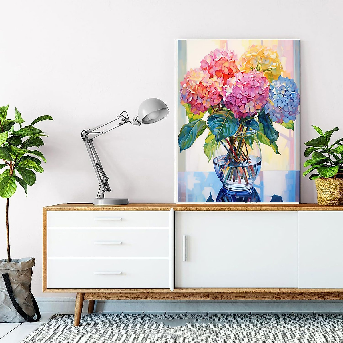 EIBEILI Diamond Painting Kits for Adults, Hydrangea in Glass 5D Diamond Art Kits for Beginner DIY Full Drill Diamond Dots Crystal Craft Kits for Home Wall Decor Gifts 11.8x15.7 inch