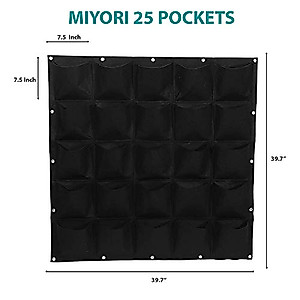 25 Pockets Vertical -Hanging Growing Bag Outdoor/Indoor Planter for Wall Garden Flower -Decor Fence Hanger with Wall Pockets Grow Planting Plant kit pots (25 Pockets, Black)