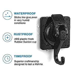 Khdrvok Heavy Duty Vacuum Round Cup Hook, Easy to Install and Remove,Black Plated Plished Super Suction for Kitchen， Bathroom and Restroom， 2pack