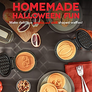 Dash Mini Waffle Maker (2 Pack) for Individual Waffles Hash Browns, Keto Chaffles with Easy to Clean, Non-Stick Surfaces, 4 Inch, Halloween, Black and Orange