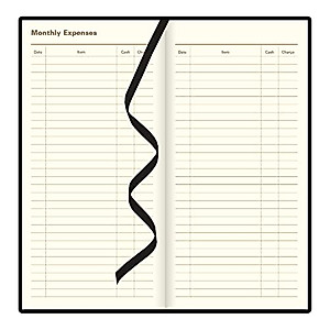 Letts of London Signature Weekly/Monthly Planner, 12 Months, January to December, 2024, Bonded Leather, Slim Size, 6.625" x 3.25", Black (C38SUBK-24)