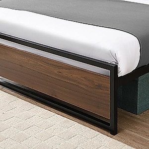 HAUSHECK Queen Size Platform Bed Frame, Industrial Stlye Bed Frames w/Headboard & Footboard, Metal Bedframe No Box Spring Needed w/Strong Steel Slat Support Mattress Foundation for Teen, Adults