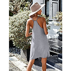 Ekouaer Womens, Nightgown Nightshirt, Sleepwear, Sleep Tank, Chemise Racerback Sleeveless Dress, A_light Flower Grey, Medium