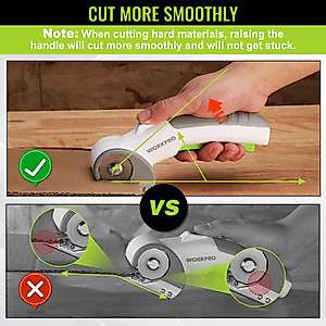 WORKPRO Cordless Electric Scissors, 4V Rechargeable Powerful Shears Cutting Tool for Fabric, Leather, Carpet and Cardboard, Power Rotary Cutters for Sewing, Scrapbooking, Crafting