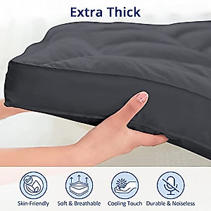 ELEMUSE Cooling Queen Mattress Topper, Extra Thick Mattress Pad Cover, Plush Pillow Top with Baffle Box Design, Soft Down Alternative Fill, Back Pain Relief, Hotel Feeling，Grey