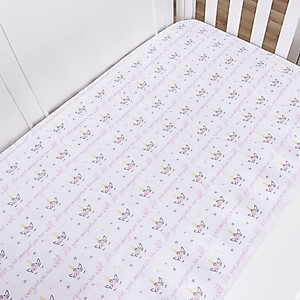 Sammy & Lou Mystical Dreams 4-Piece Baby Nursery Crib Bedding Set for Girls, Includes Quilt, Fitted Crib Sheet, Crib Skirt, and Plush Toy