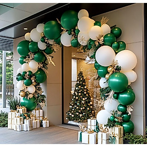 Dark Green White Balloon Garland Double Stuffed Balloons Different Sizes Latex Emerald Green Balloon Pastel Green Balloon Arch Kit for Birthday Baby Shower Christmas Safari Party decorations