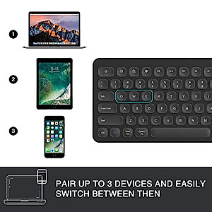 PINKCAT Bluetooth Keyboard, Multi-Device Wireless Keyboard Compatible with Laptop/PC/Notebook/MacBook/Computer, Ultra-Thin Sleek Design for iPhone/iPad/iPad Mini/iPad Pro/iPad Air/Smart TV - (Black)