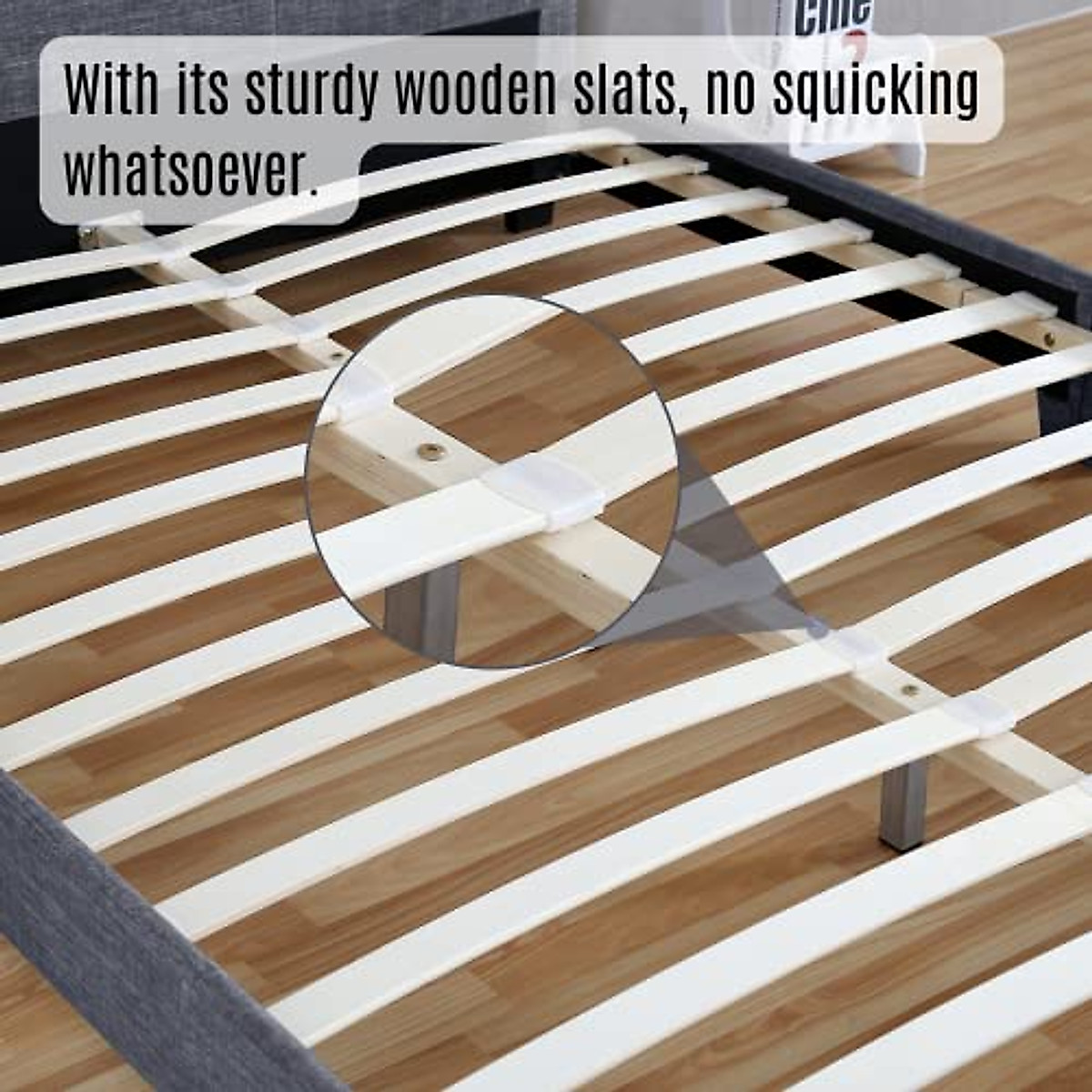 DECOMIL Queen Bed Frame with Headboard | Upholstered Platform Bed Frame, Sturdy Wooden Slats & Metal Frame | Queen Size