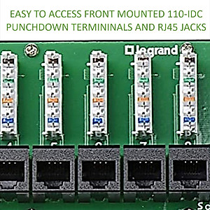Legrand - OnQ Cat5e Network Interface Module, Wifi Module with 8 Ports, Network Box Provides Connectivity to Ethernet Connected Devices, Black, AC1058