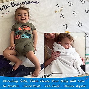 Baby Monthly Milestone Blanket Boy - 60"x40" Gift for Boys with Photo Props for Pictures - Gender Neutral First Year Growth Months Chart - Extra Soft Premium Blanket