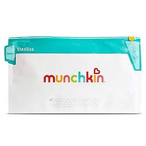 Munchkin Latch Microwave Sterilize Bags, 180 Uses, 6 Pack, Eliminates up to 99.9% of Common Bacteria , White, Small (8" x 11")
