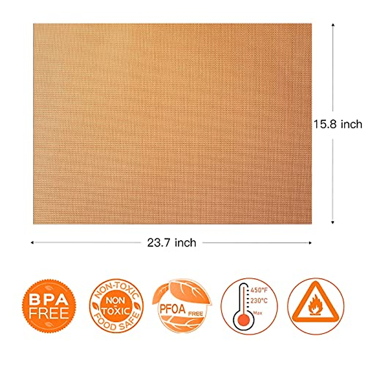 4 Pack Large Copper Oven Liners for Bottom of Electric Gas Oven, Reusable - Heavy Duty Non-stick Teflon Mats 15.8"x 23.7", Easy to Clean - Oven Floor Protector Liner -Reduce Food Spills and Stuck