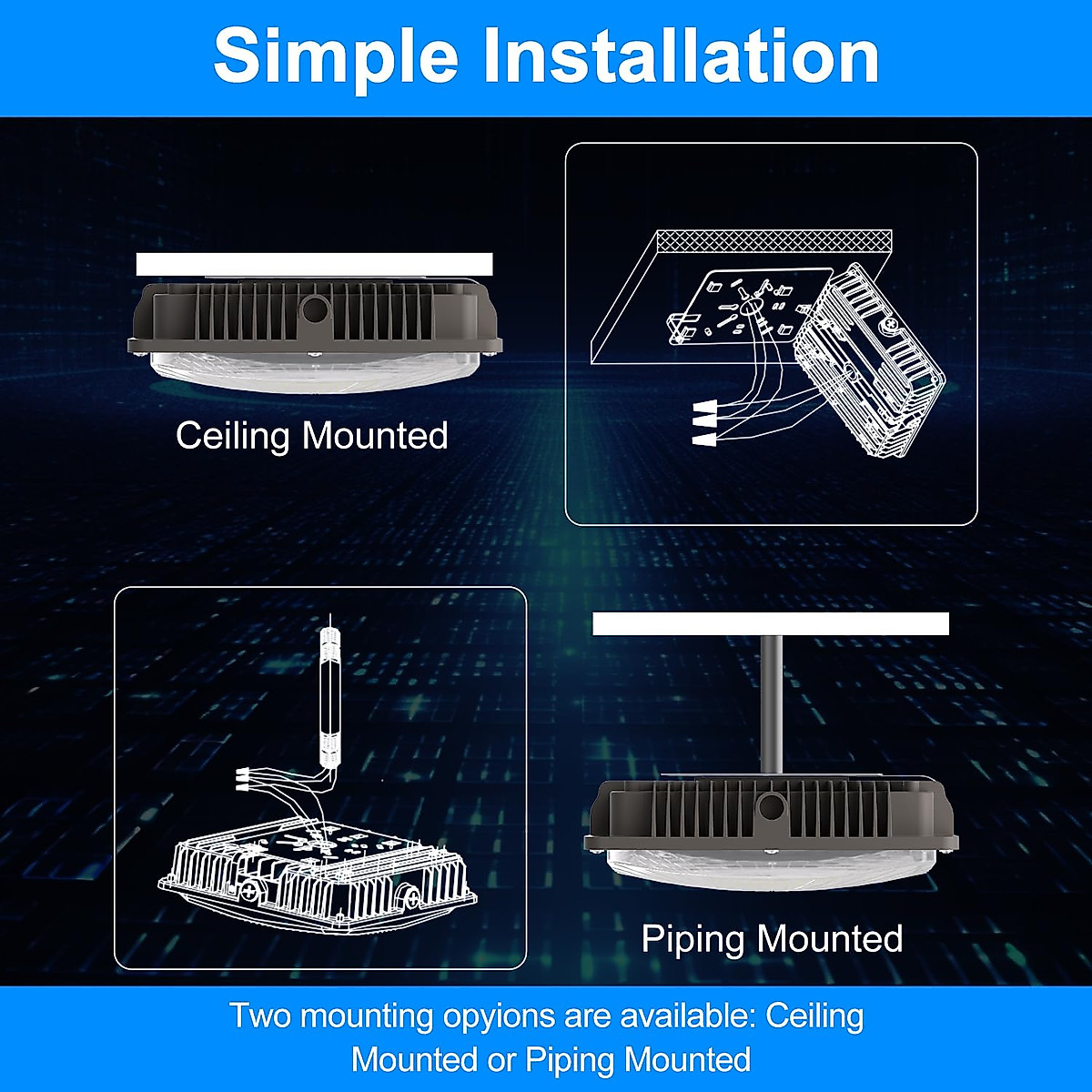 LED Canopy Light 60W, 9000LM LED Canopy Lights Outdoor, 5000K Daylight Square Canopy Gas Station Light for Carport Shop Garage Warehouse Porch Hotel Building Entrances UL Listed, 4 Pack