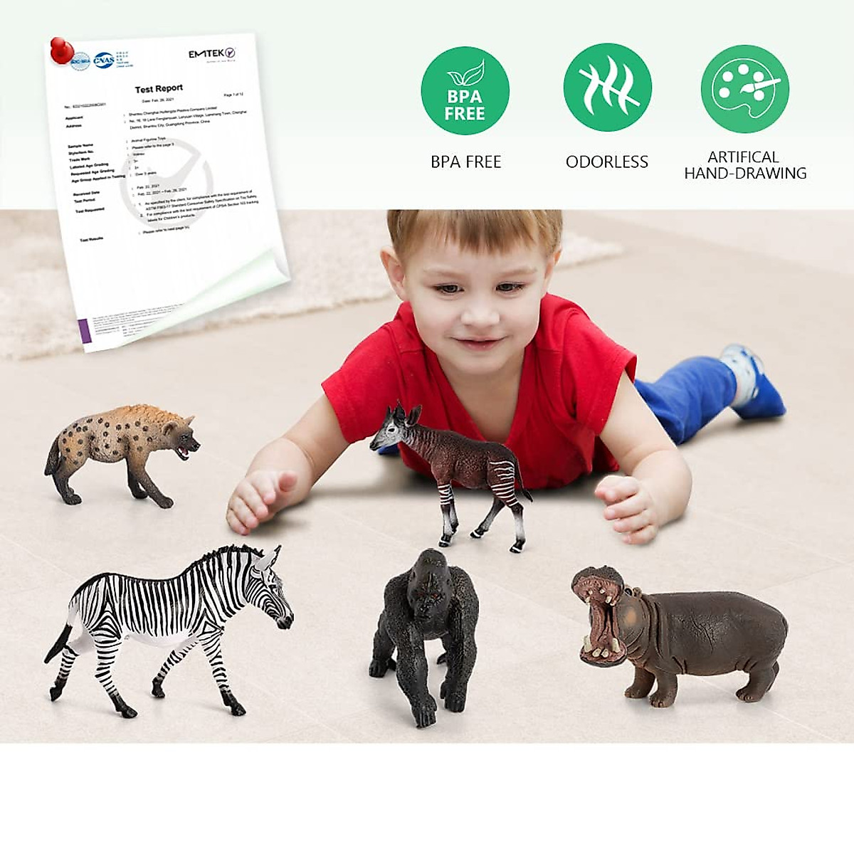 Volnau Safari Animal Figurines Toys 13PCS Africa Figures for Kids Toddlers Christmas Decoration Gift Preschool Educational Zoo Pack Lion Jungle Forest King Set