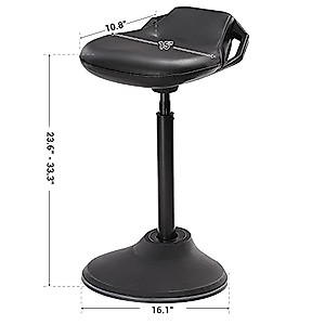 SONGMICS Standing Stool, Active Sitting Balance Chair, Work Stool, 23.6-33.3 Inches, with Anti-Slip Bottom Pad, for Standing Desk, Black UOSC12BK