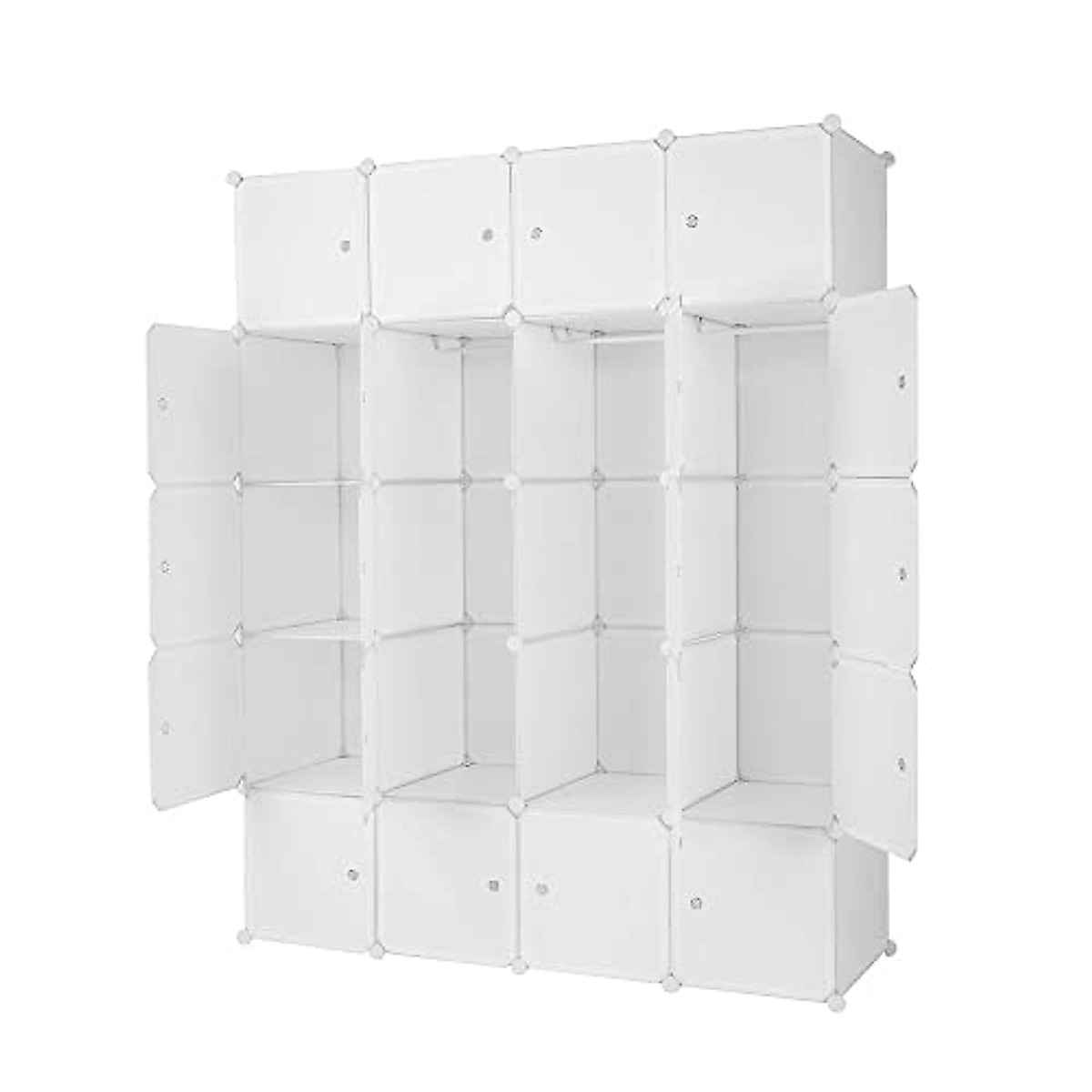 FOPEAS Maximize Space with Modular Cube Organizer - Stackable Plastic Closet Organizers with Hanging Rod Multifunctional Storage Cabinets and Shelves