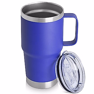 HASLE OUTFITTERS 20oz Tumbler with Handle & Lid, Insulated Stainless Steel Travel Mug, Leakproof Cup for Coffee, BPA-Free Double-Wall Vacuum Tumblers for Hot/Cold Drinks, Commuter, Gym, Office, Blue