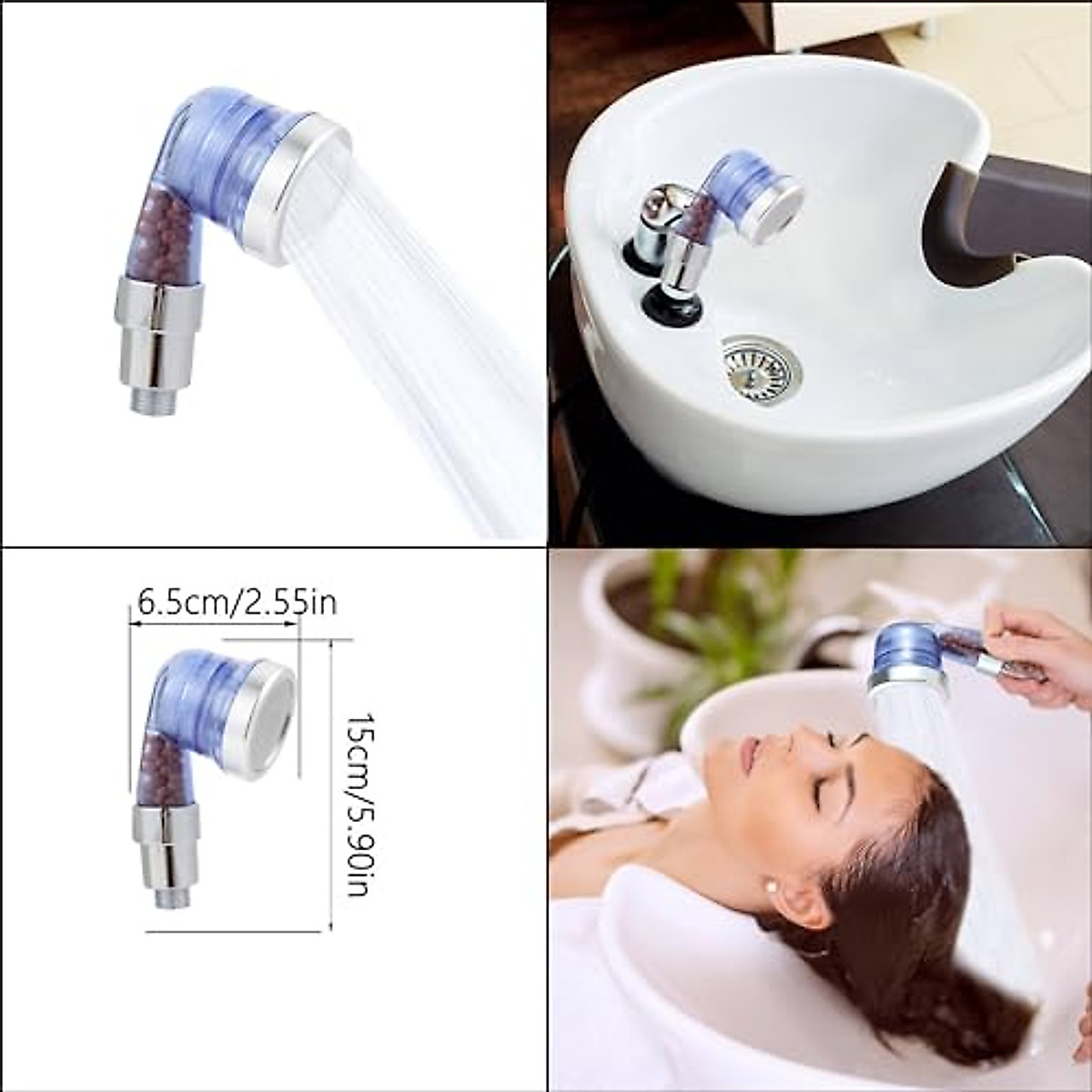 Socila Blue Sprayer Head 3 Function With Filter For Shampoo Bowl, High Pressure And Water Saving, Filter For Dry & Frizz Hair