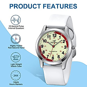 ManChDa Nurse Watch for Nurse Medical Watch Nursing Nurse Watch for Women Silicone Watch Nurse Watch Second Hand Easy to Read Watch Military Time Watch Waterproof Luminous Watch 24 Hours Watch