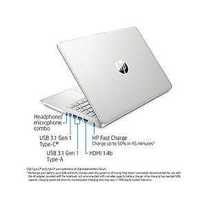 HP 2022 14" FHD IPS Display Laptop, AMD Ryzen 3-3250U, 32GB RAM, 1TB PCIe SSD, AMD Radeon Graphics, True Vision HD Camera, Wi-Fi 5 and Bluetooth, Windows 11 S, Silver, 32GB Snow Bell USB Card