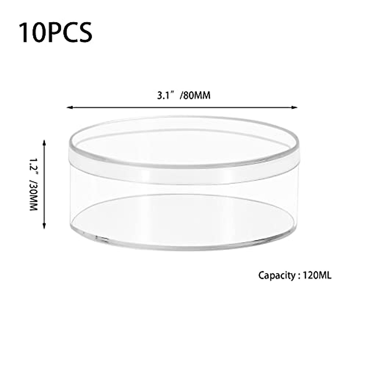 Tighall 10PCS Clear Acrylic Plastic Round Cube Organizer Acrylic Boxes for Display Clear Circle Box with Lid Containers for Candy,Beads