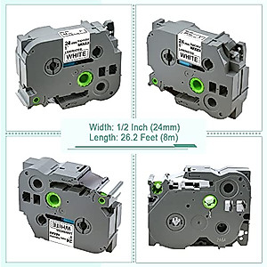 Topcolor 6-Pack Tz 24mm 0.94" Label Tape Laminated Compatible for Brother TZe-151 TZe-251 TZe-451 TZe-551 TZe-651 TZe-751 PTouch Tze 1 inch Tape for PTD610BT PTD600 PTP710BT PTP750W PTP910BT PTP700