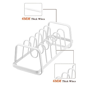 SANNO Pot Lid Holders Heavy Duty Pan Rack Organizer Pot Organizer Rack for Cabinet, Bakeware Rack,Kitchen Cookware Pantry Cabinet Storage Rack with 7 Dividers (pack of 1)