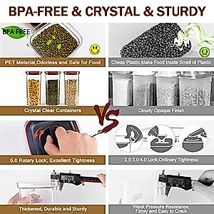 Kanuusiz Airtight Food Storage Containers Set -12 pack, BPA-Free Crystal Clear Kitchen Pantry Organization and Storage Containers with Durable Lids for Pasta, Snacks, Cereal, Flour, Sugar Storage