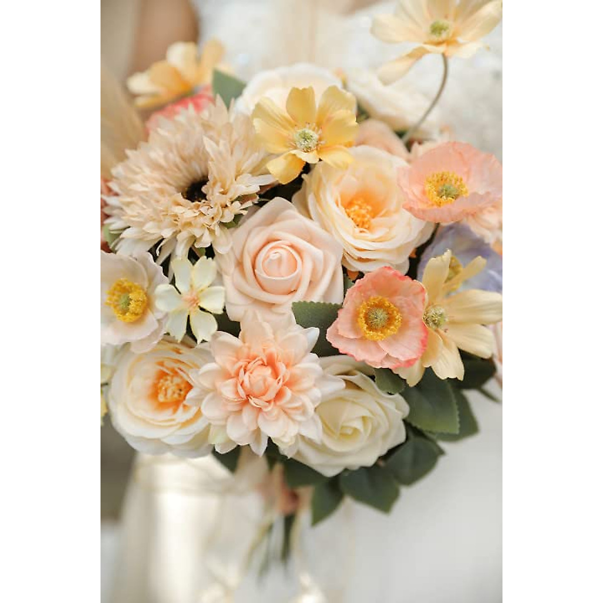 rongflower Champagne Artificial Flowers Combo Box Set Fake Flowers with Stems for DIY Wedding Bridesmaid Bridal Bouquets Centerpieces Party Home Decoration