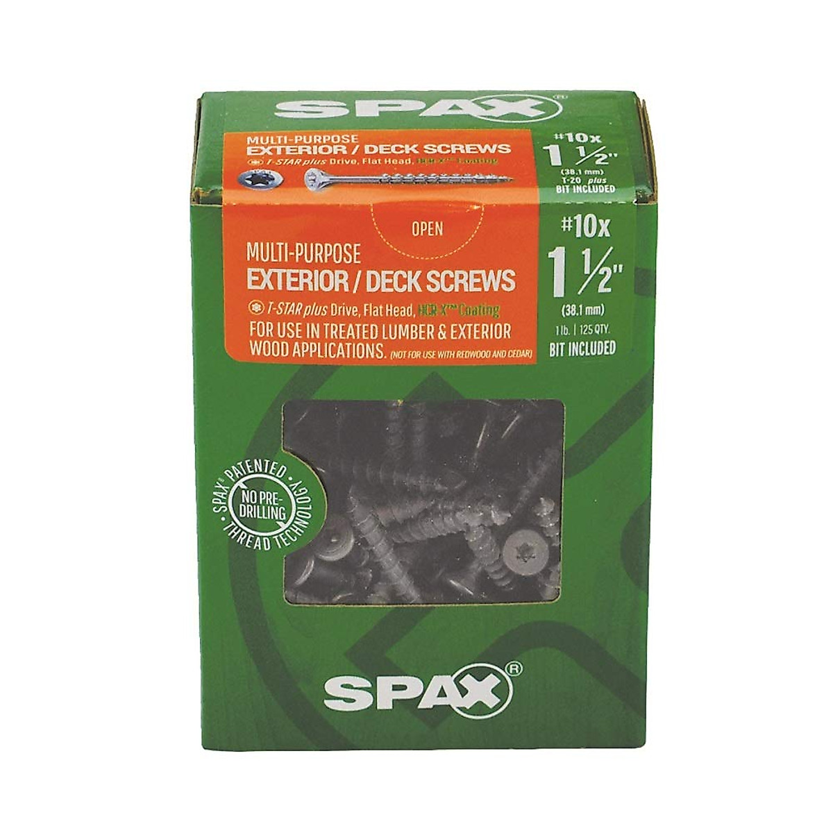 SPAX 4191670500404 Wood-Screws, 10 x 1-1/2"