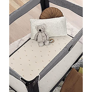 Muslin Pack N Play Sheets Fitted for Pack and Play Mattress and Mini Cribs, 100% Muslin Cotton for Natural Comfort Fitted for Baby Boys and Girls, Boho Baby Nursery Design, 2 Pack (Sunshine&Brown)