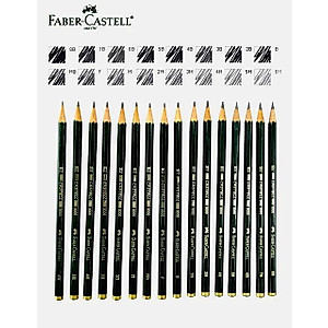 Faber-Castell 9000 Graphite Sketch Pencil Art Set (8B - 2H) with Kneaded Art Eraser, Large Dust Free Eraser and Sharpener