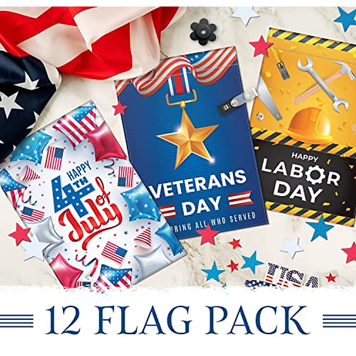 Seasonal Garden Flags Set of 12 Double Sided 12x18, Seasonal Garden Flag, Holiday Flags, Yard Flag, Mini Garden Flags, Outdoor Flags Decorative 12x18, Lawn Flag, Seasonal Garden Flags Pack (Seasons)