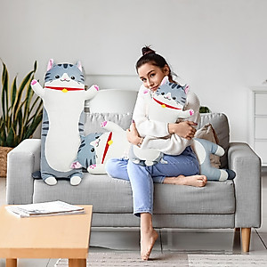 BenBen Long Cat Plush Pillow, 43 inch Cat Stuffed Animal, Cute Body Pillow for Adults, Kids, Soft Cuddle Pillow, Large Huggable Kitten Plushies Gift for Birthday, Christmas