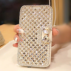Bonitec Compatible with iPhone 12 Pro Max Wallet Case, Cute Shiny Luxury Bling Glitter Bowknot Crystal Diamond Rhinestone Wallet Flip Stand Case Kickstand Protective Full Body Cover with Card Slot