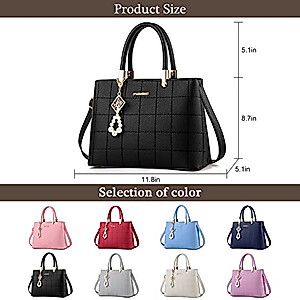 Tote Bags Soft PU Leather Purses and Handbags for Women Handle Bag Shoulder Satchel Bags with Multi-Pocket (Pink)