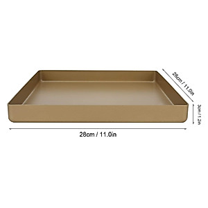 Oumefar Baking Sheets Pan, 11 x 11 x 1.2 in Baking Tray, Oven Trays Gold Aluminum Alloy Square Shape Non-Stick Baking Tray Bread Pizza Tray Baking Tool, Cookie Sheet Replacement Toaster Oven Tray