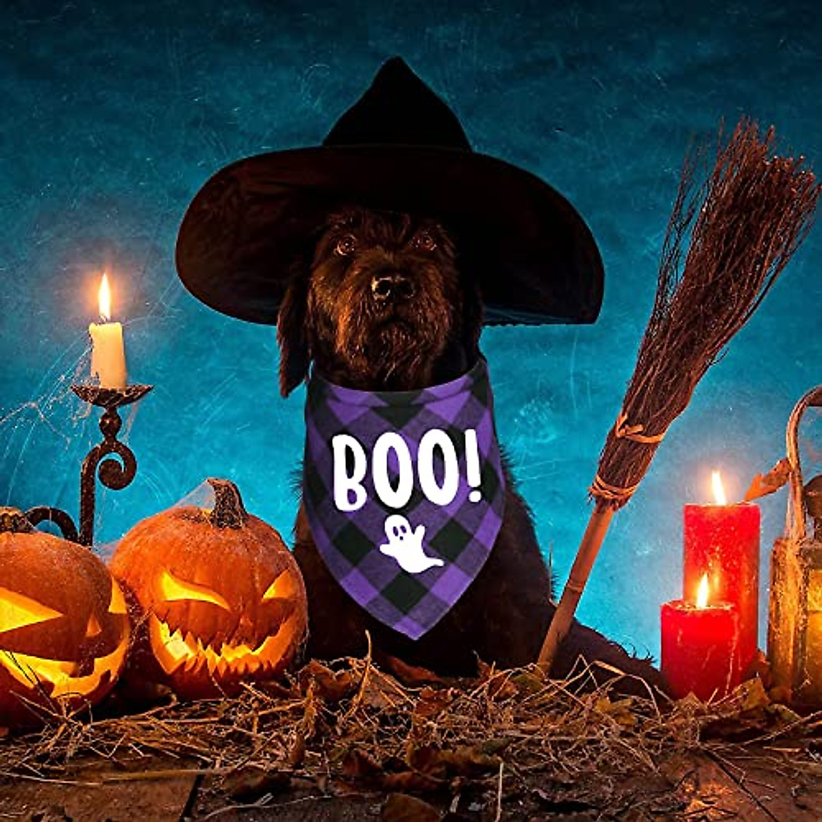 JOTFA 4 Pack Halloween Thanksgiving Day Dog Bandanas, Holiday Fall Plaid Dog Puppy Bandana Scarf Costume for Small Medium Large Dogs Pets