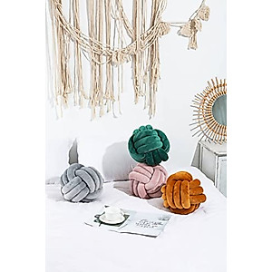 Soft Knot Ball Pillow, 7.8'' Velvet Round Knotted Pillow Cushion Home Decorative, Knot Pillow for Home Sofa Couch Bedroom Living Room Decor, Light Purple
