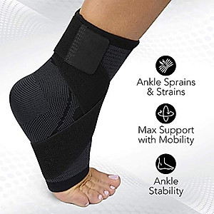 Dr. Wolf Ankle Compression Sleeve - Breathable Foot Brace For Plantar Fasciitis and Achilles Tendonitis Pain Relief For Men & Women - Support For Volleyball, Tennis, Basketball, Soccer, and Running (Large)