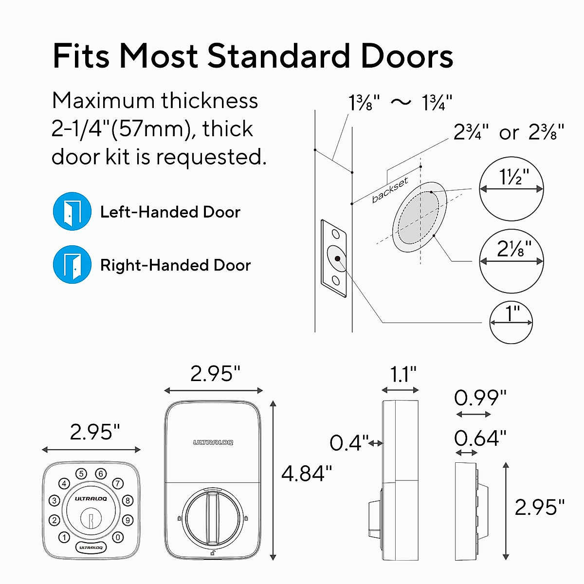 ULTRALOQ U-Bolt Bluetooth Enabled Keypad Smart 5-in-1 Keyless Entry | Smartphone App for iOS and Android | Anti-peep Code | Auto Unlock & Auto Lock | Match Home Aesthetics, Satin Nickel