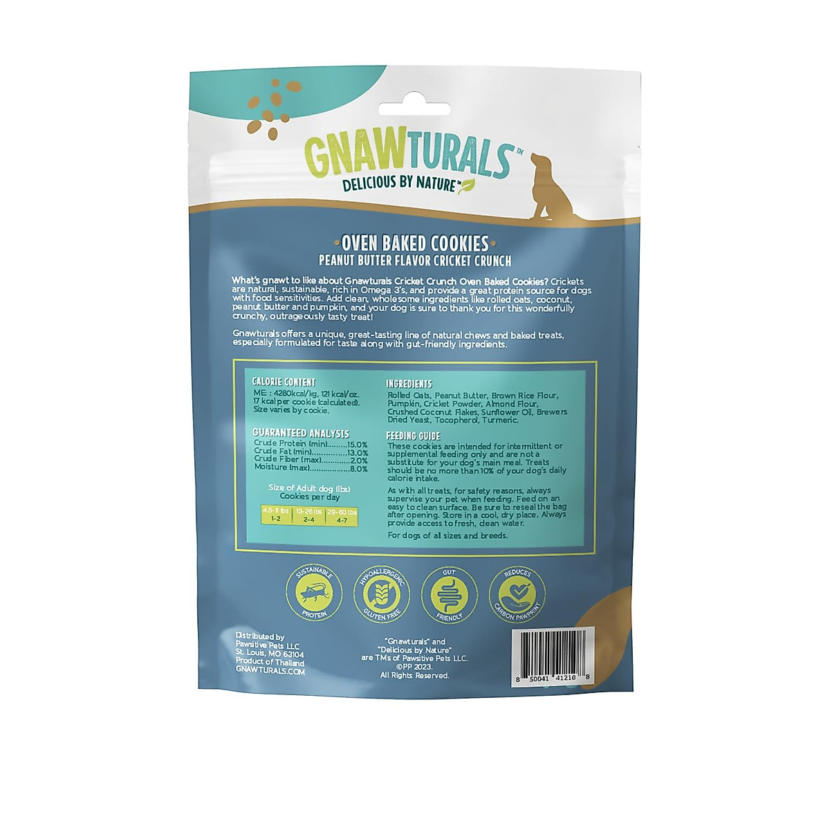 Gnawturals Oven Baked Cookies | Cricket Crunch | All Natural Small Artisan Batches, Packed with Sustainable Protein & Omegas | Ideal Treat for Food Sensitivities (40 Count, Peanut Butter)