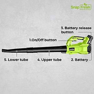 Cordless Leaf Blower - SnapFresh 150 MPH Leaf Blower with Battery & Charger, 2 Section Tubes, Free Control Speed,Lightweight, Electric Leaf Blower for Blowing Leaves, Lawn Care, Dust & Other Debris